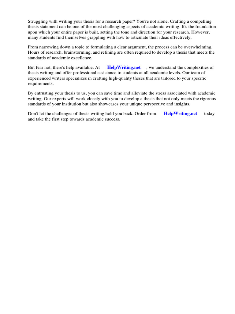 Example of A Good Thesis For A Research Paper | PDF | Essays | Thesis