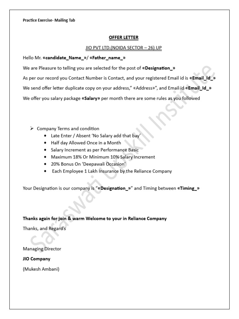 Offer Letter | PDF
