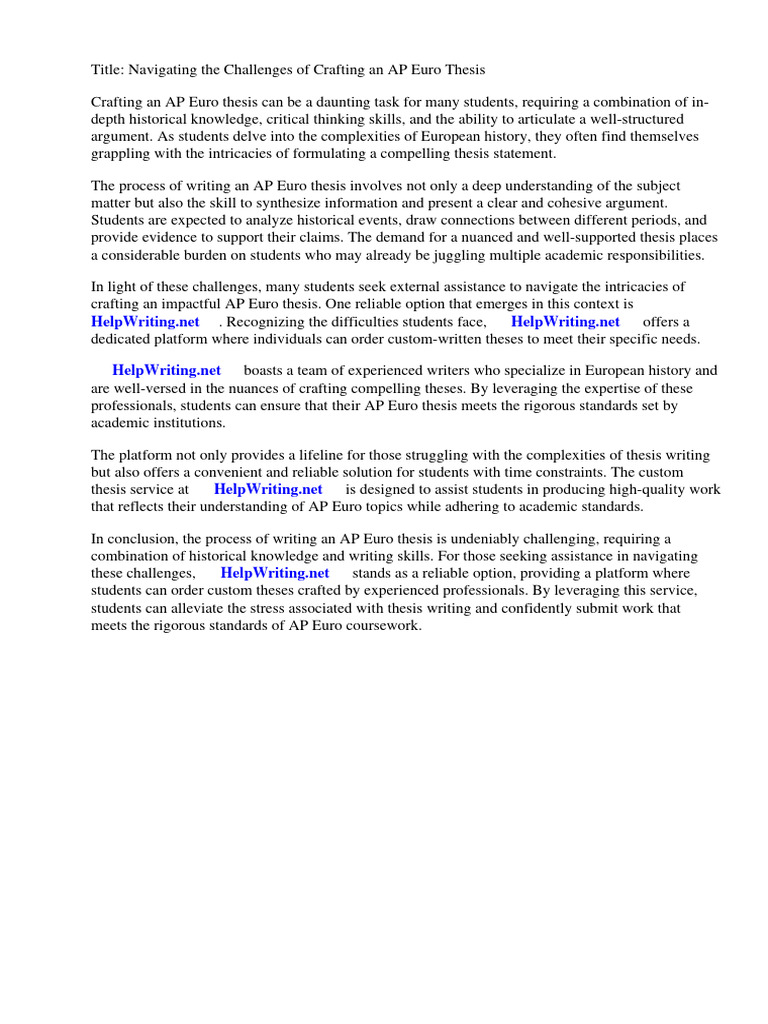How To Write AP Euro Thesis | PDF