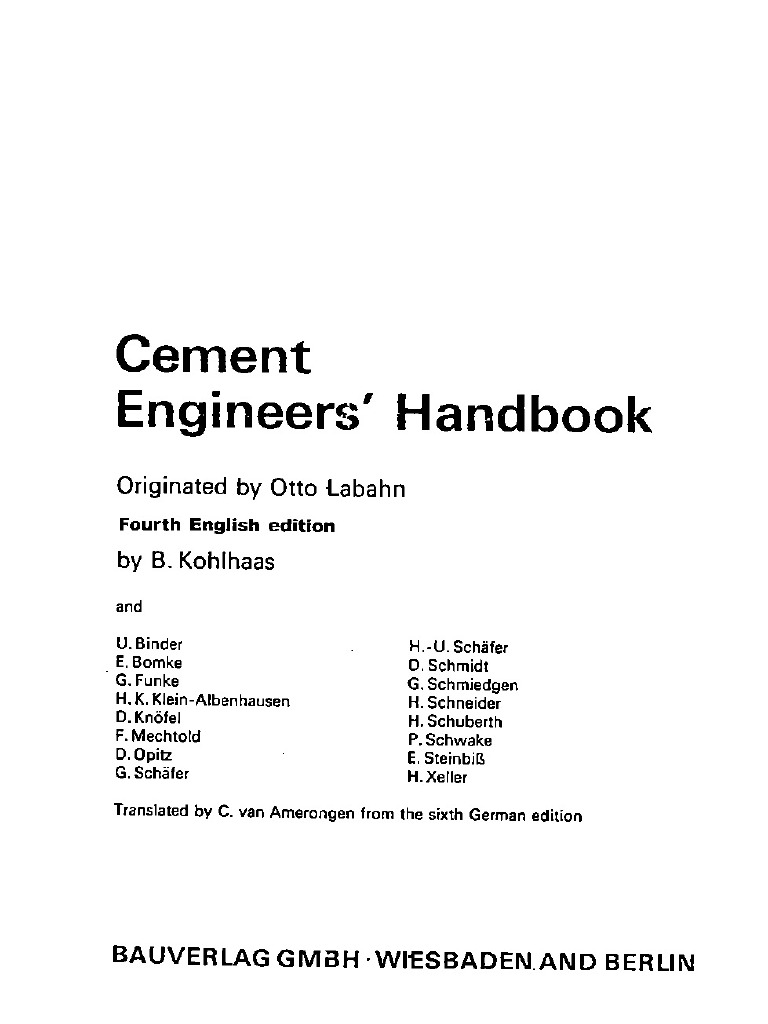 Cement Engineers Handbook | PDF