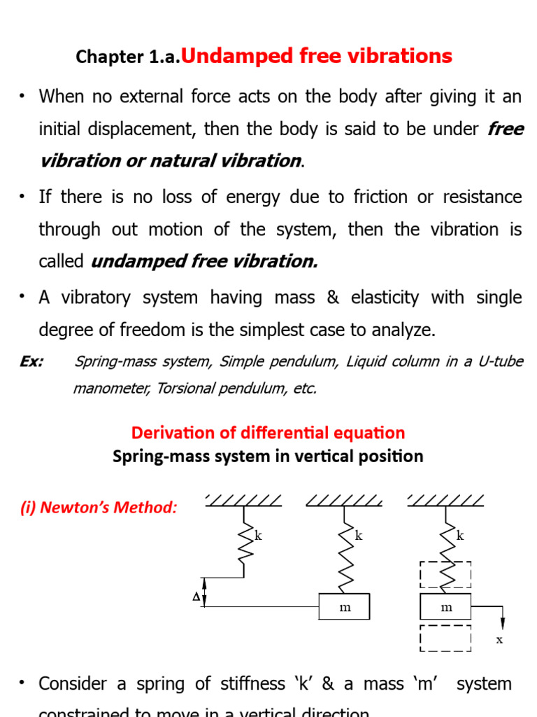 1.a. Undamped Free Vibrations | PDF | Oscillation | Torque