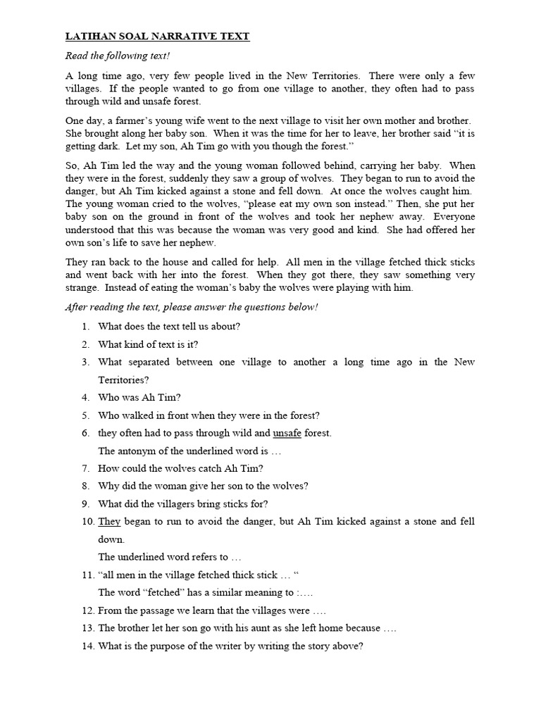 Latihan Soal Narrative Text | PDF
