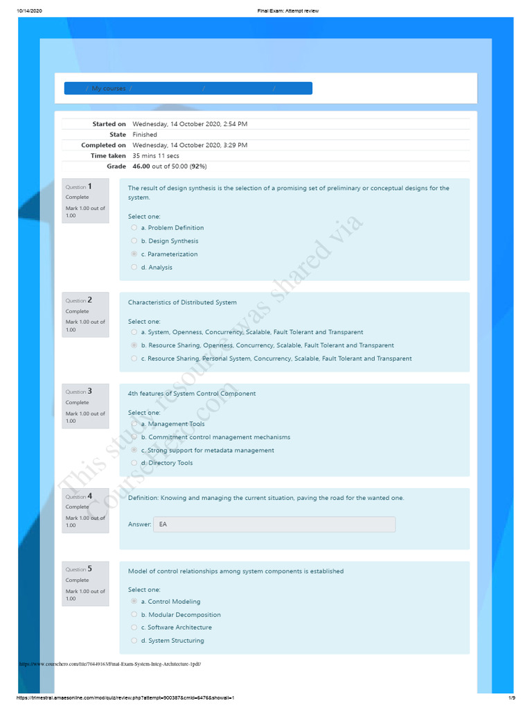 Final Exam System Integ. Architecture 1 | PDF