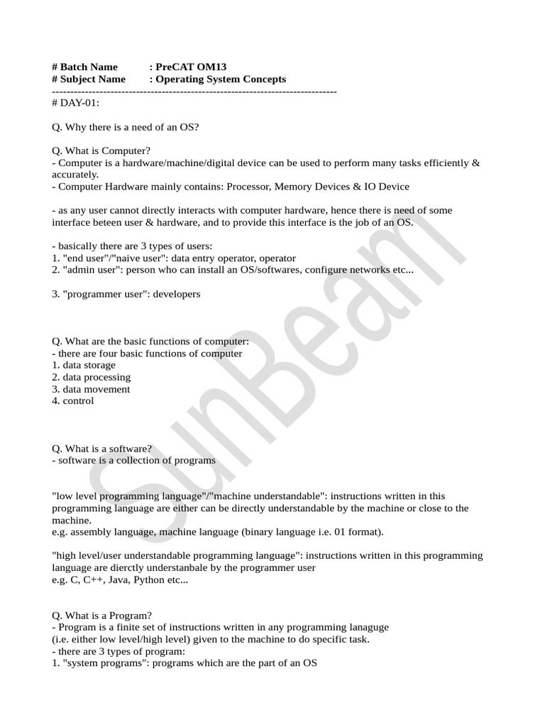 Class Notes Text File | PDF | Booting | Operating System