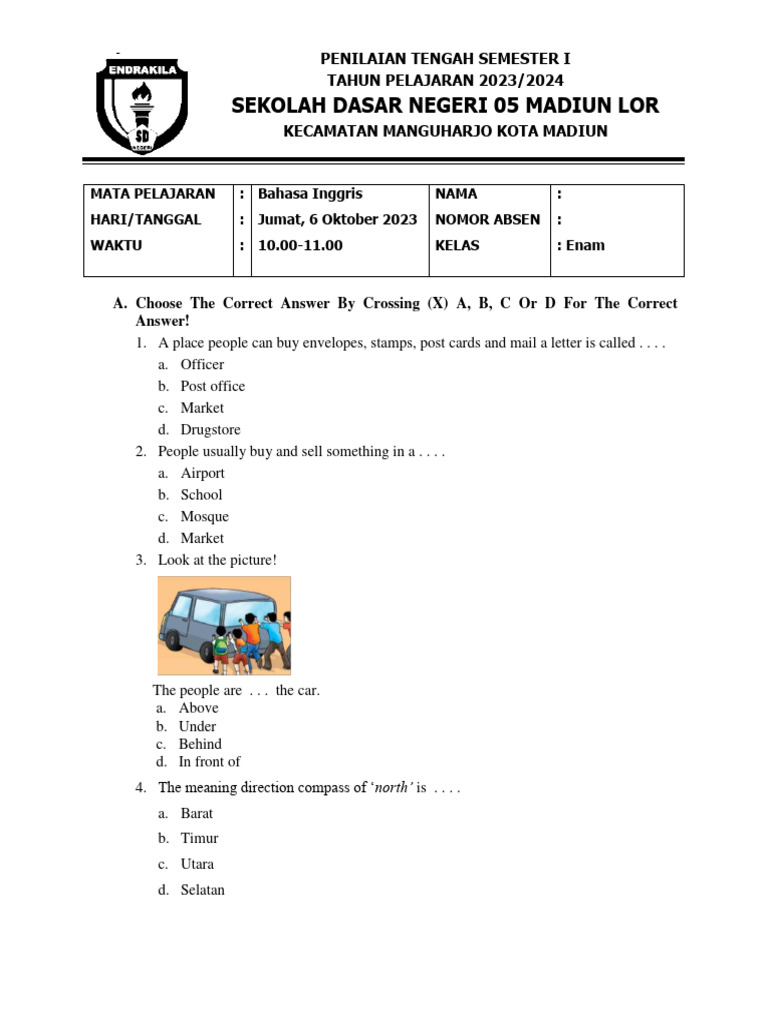 Soal PTS Bahasa Inggris Kelas 6 | PDF | Foreign Language Studies | Art