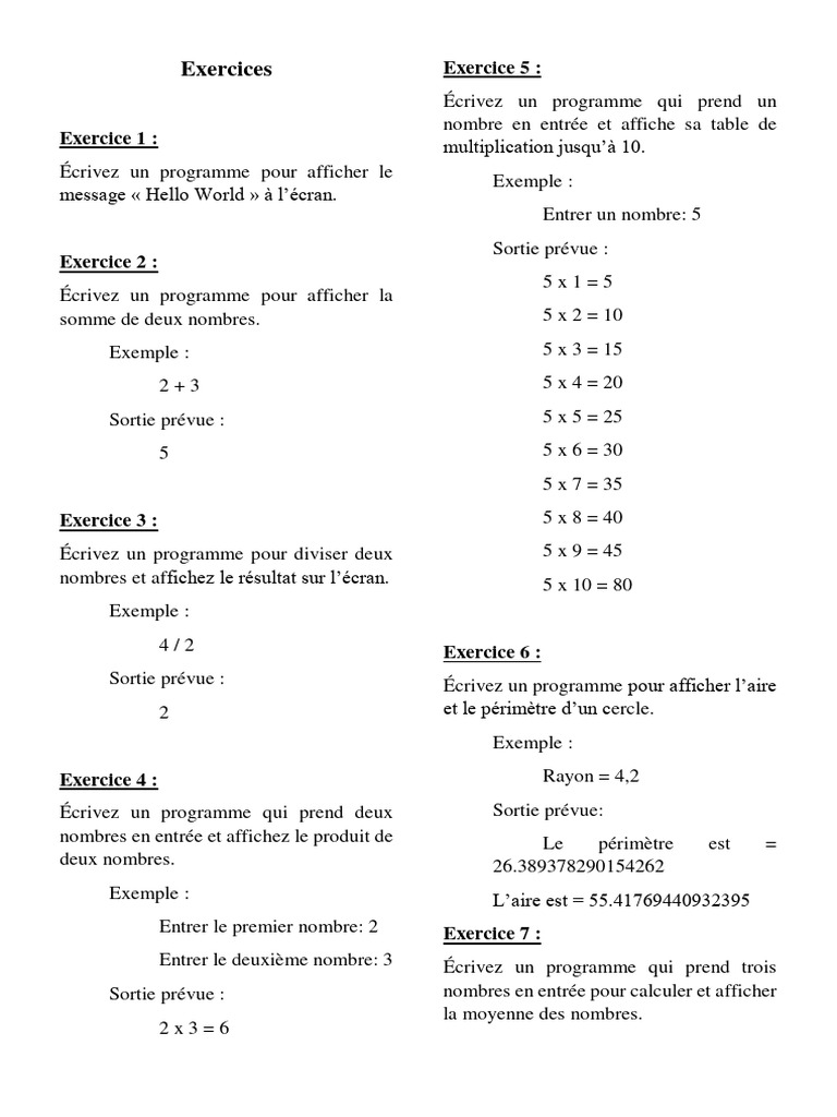 Exos Programmation C L1 IUPM 2022-2023 | PDF