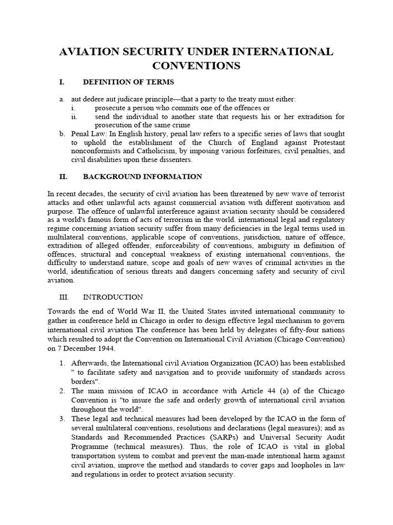 Aviation Security Under International Conventions | PDF | Crime ...