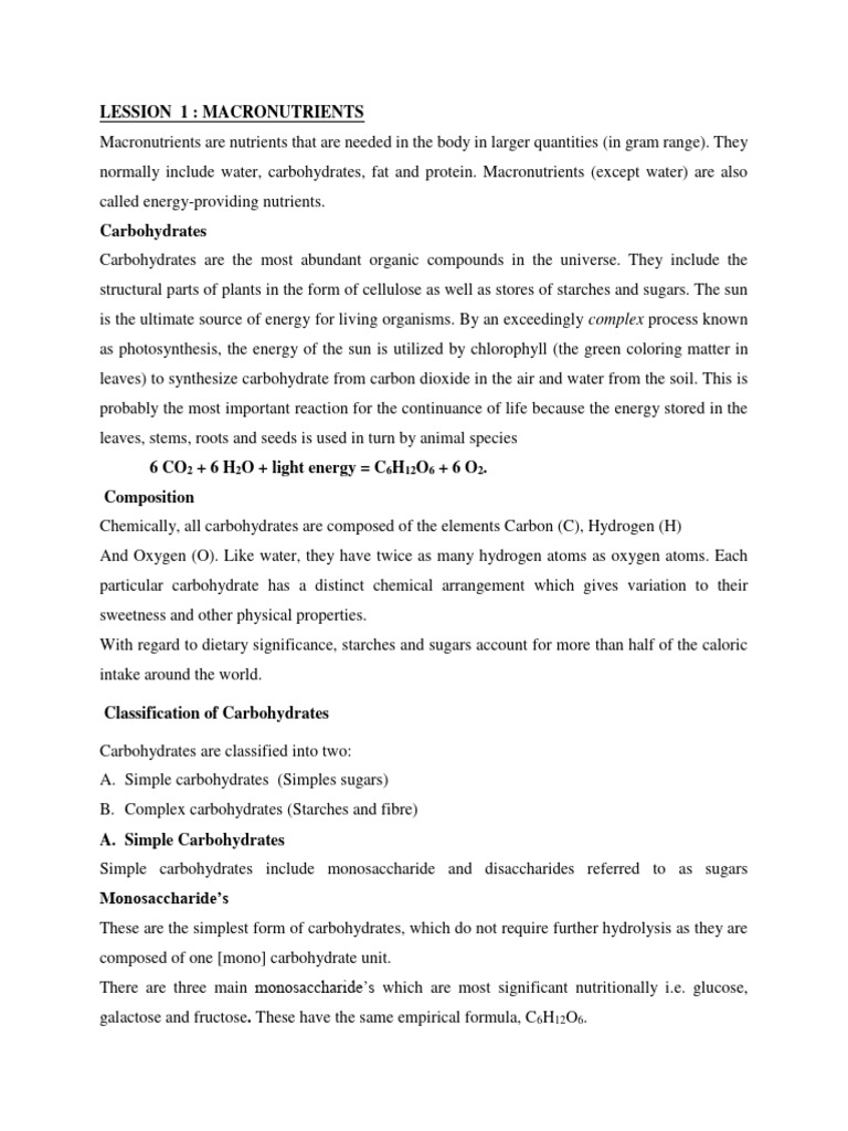 Introduction To Macronutrients | PDF | Diet & Nutrition | Dietary Fiber