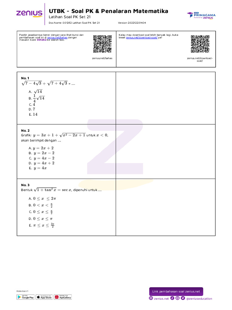 Latihan Soal Matematika UTBK Set 21 | PDF