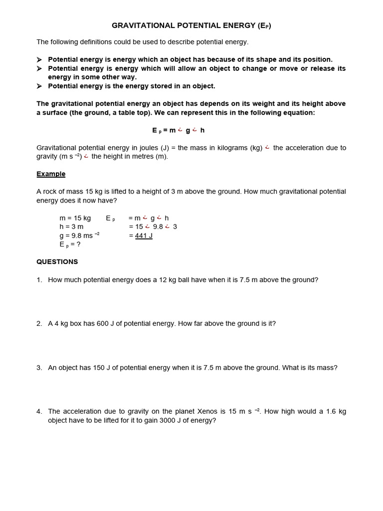 Gravitational Potential Energy | PDF | Potential Energy | Mass