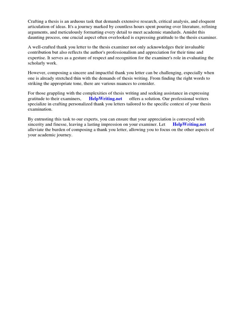 Thank You Letter Thesis Examiner | PDF | Thesis