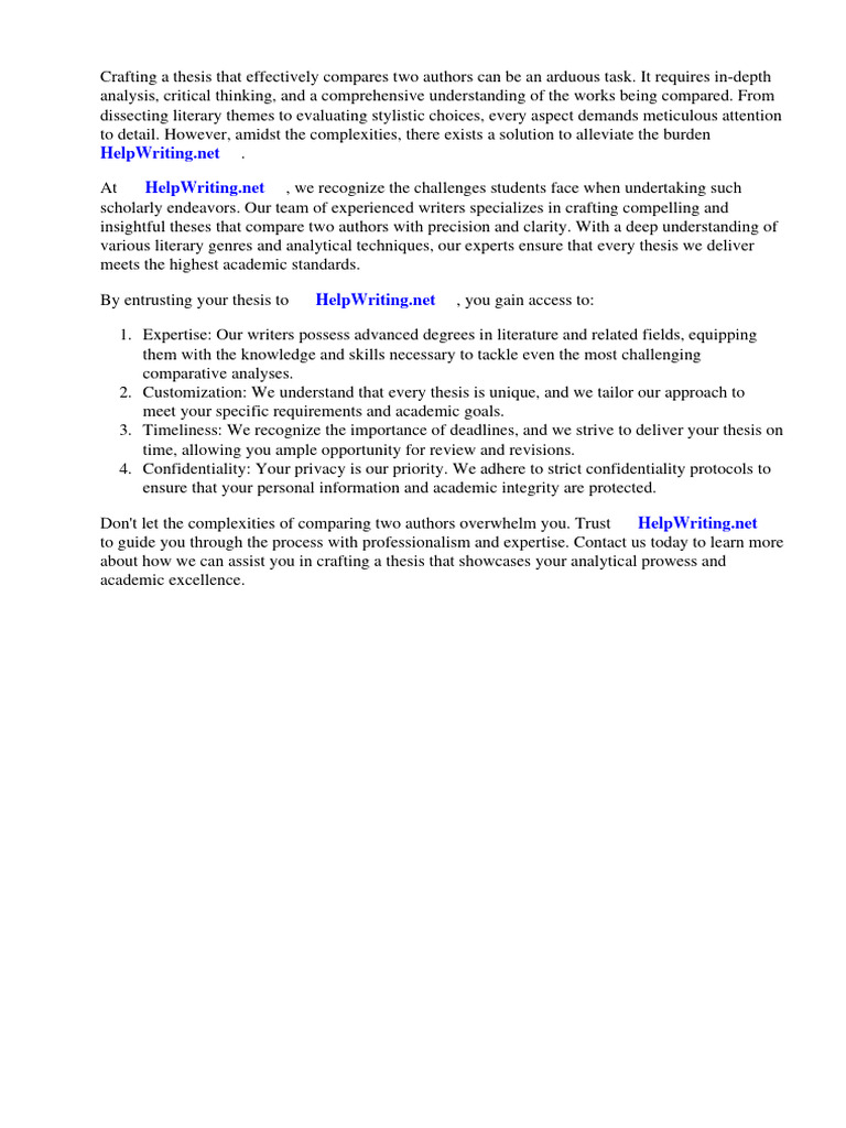 How To Write A Thesis Comparing Two Authors | PDF | Essays | Thesis