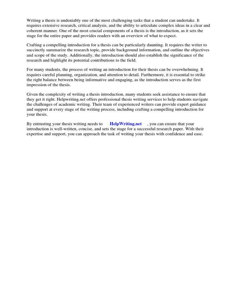 How To Write Introduction of Thesis PDF | PDF