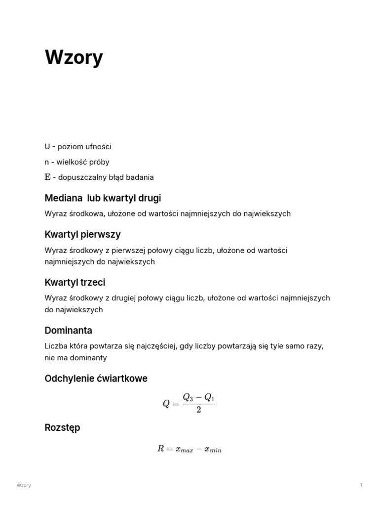 Wzory_Statystyka | PDF