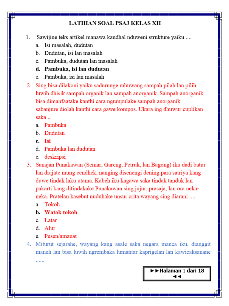 LATIHAN soal PSAJ KELAS 12 | PDF
