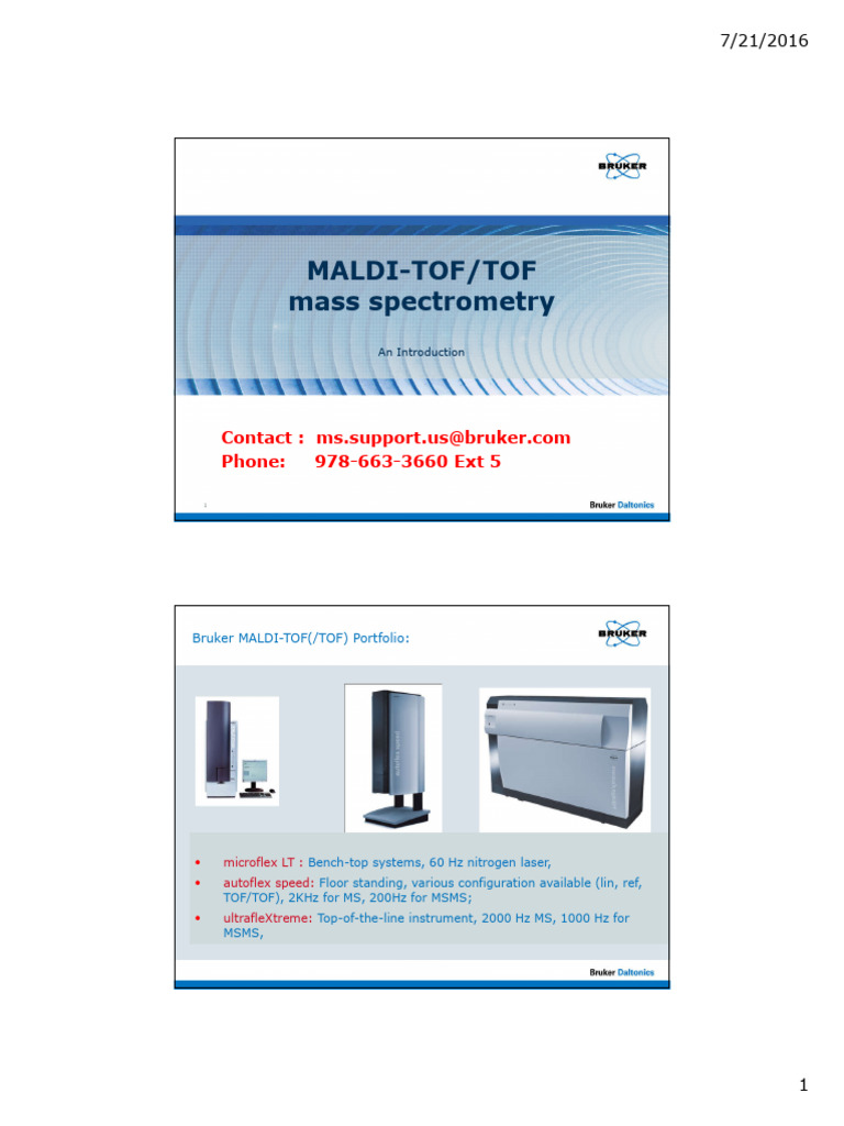 MALDI-TOF Mass Spectrometry Guide | PDF | Time Of Flight Mass ...