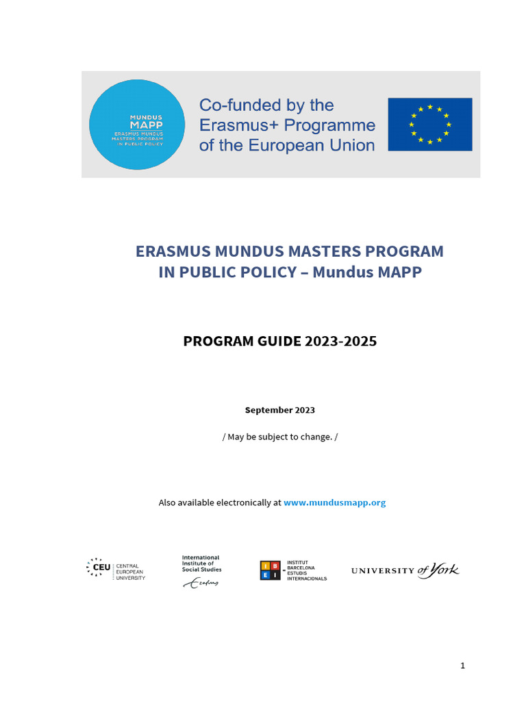 Erasmus Mundus Program Guide 2023 25 Final 20 Sep 2023 1 | PDF ...
