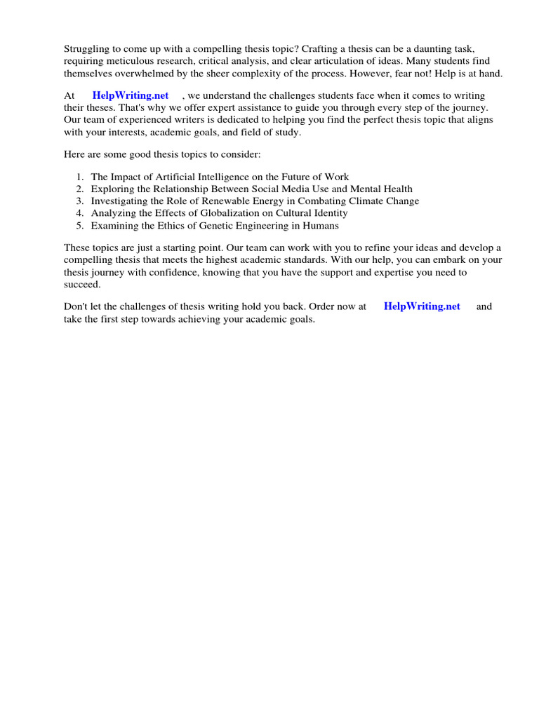 List of Good Thesis Topics | PDF