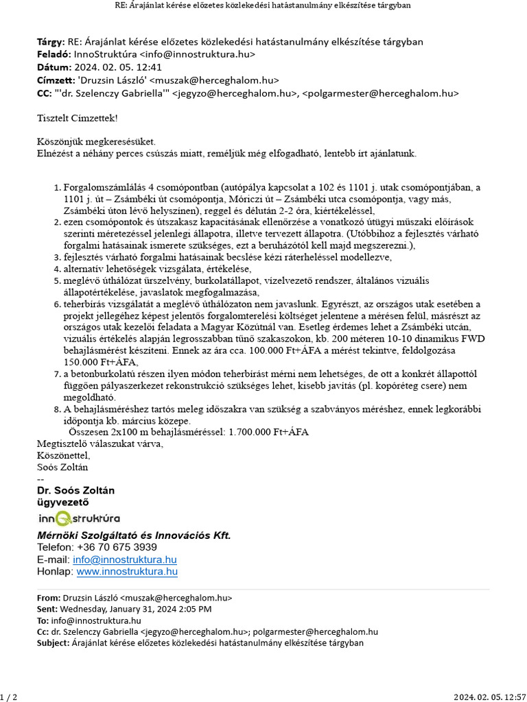 Innostruktúra Ajánlat | PDF