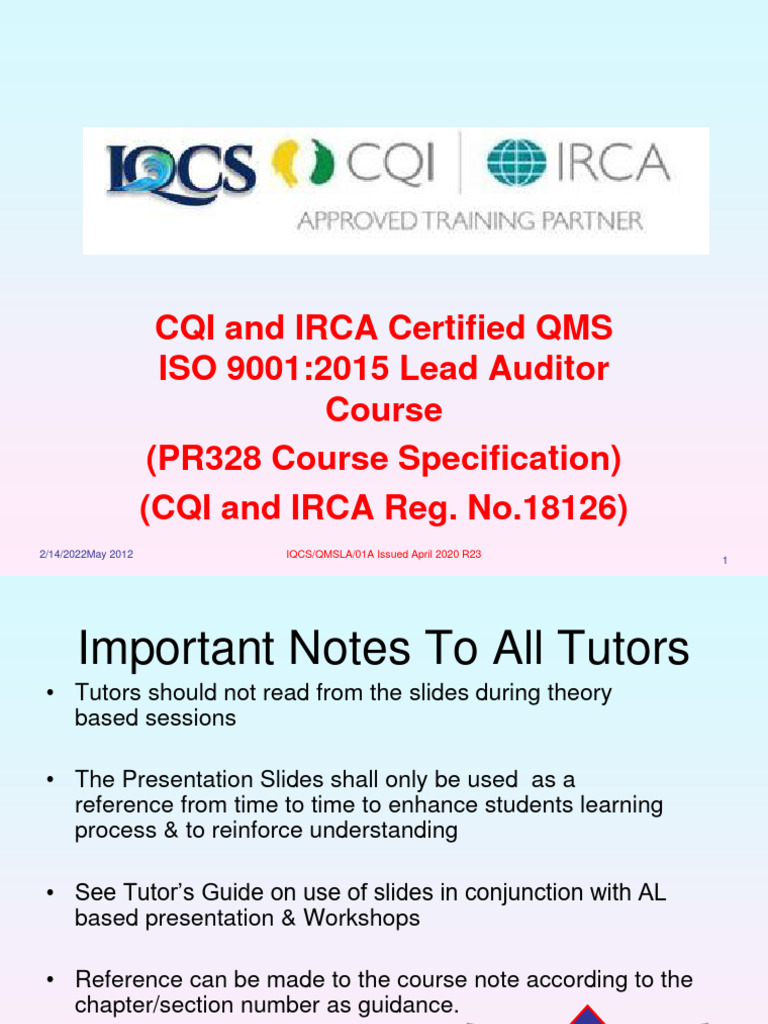 IQCS Certified ISO 9001 Lead Auditor Course | PDF | Iso 9000 | Audit