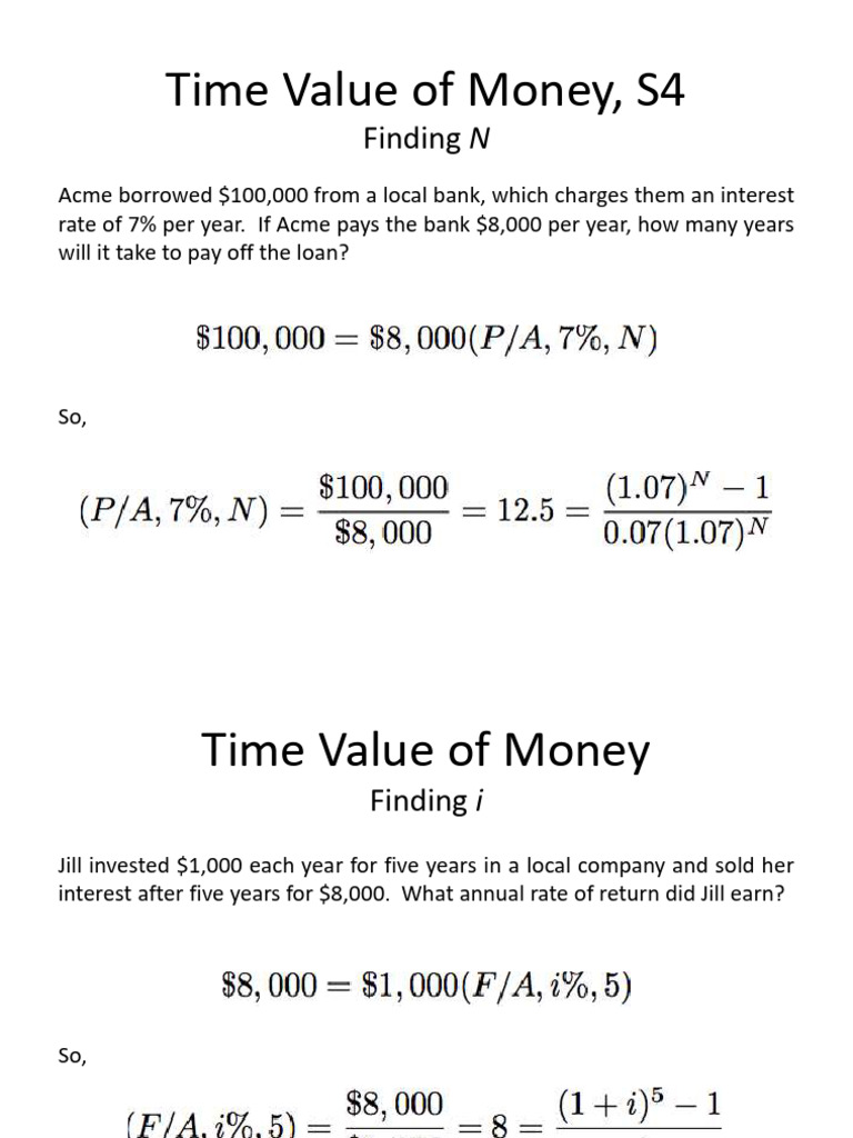 Time Value of Money, S4: Finding N | PDF | Time Value Of Money | Interest