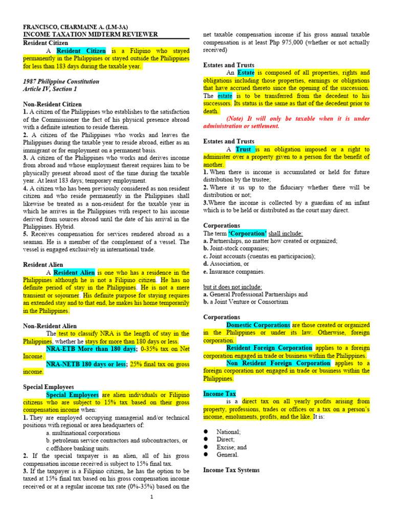 Philippine Income Taxation Overview | PDF | Cost Of Living | Taxes