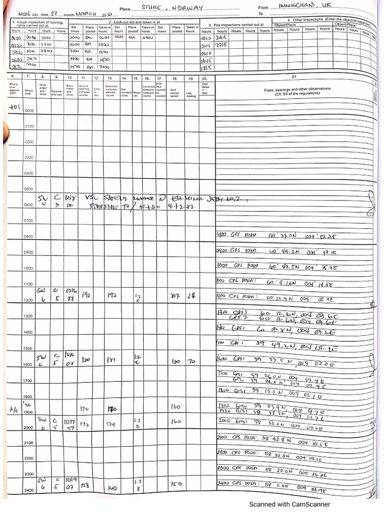 Mar 21-31 2021 Deck Logbook | PDF