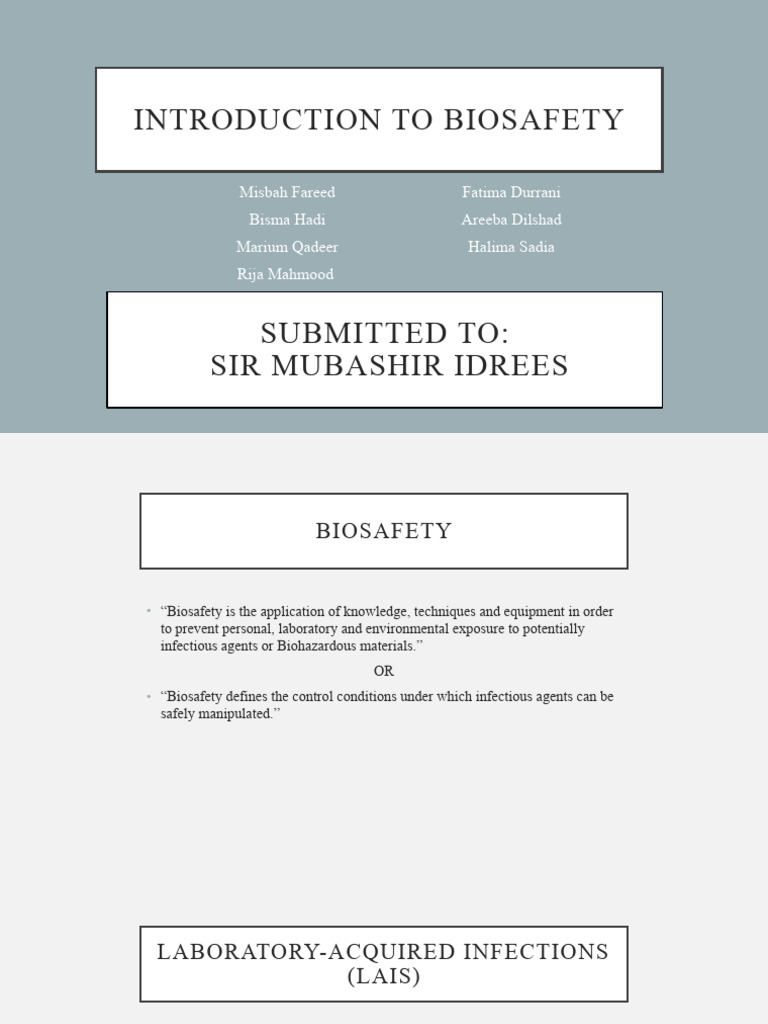 Introduction To Biosafety | PDF