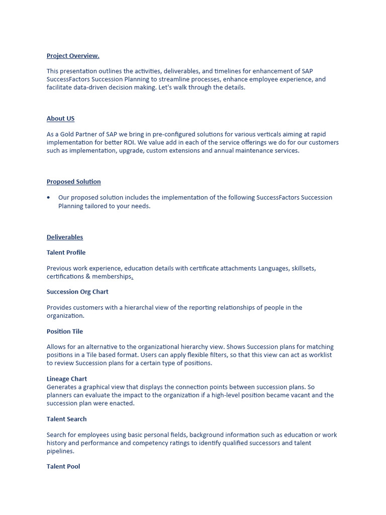 Project Overview - Succession Planning | PDF