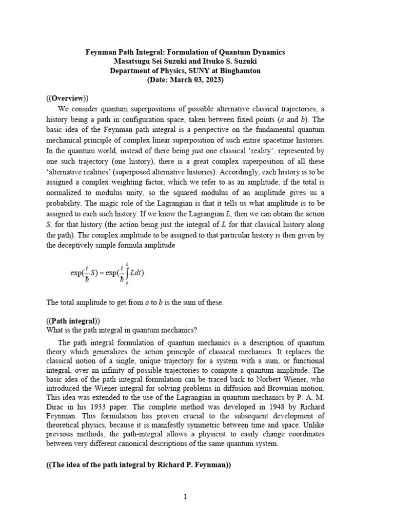 2-1 Feynman Path Integral | PDF | Quantum Mechanics | Wave Function 2-1 Feynman Path Integral | PDF | Quantum Mechanics | Wave Function