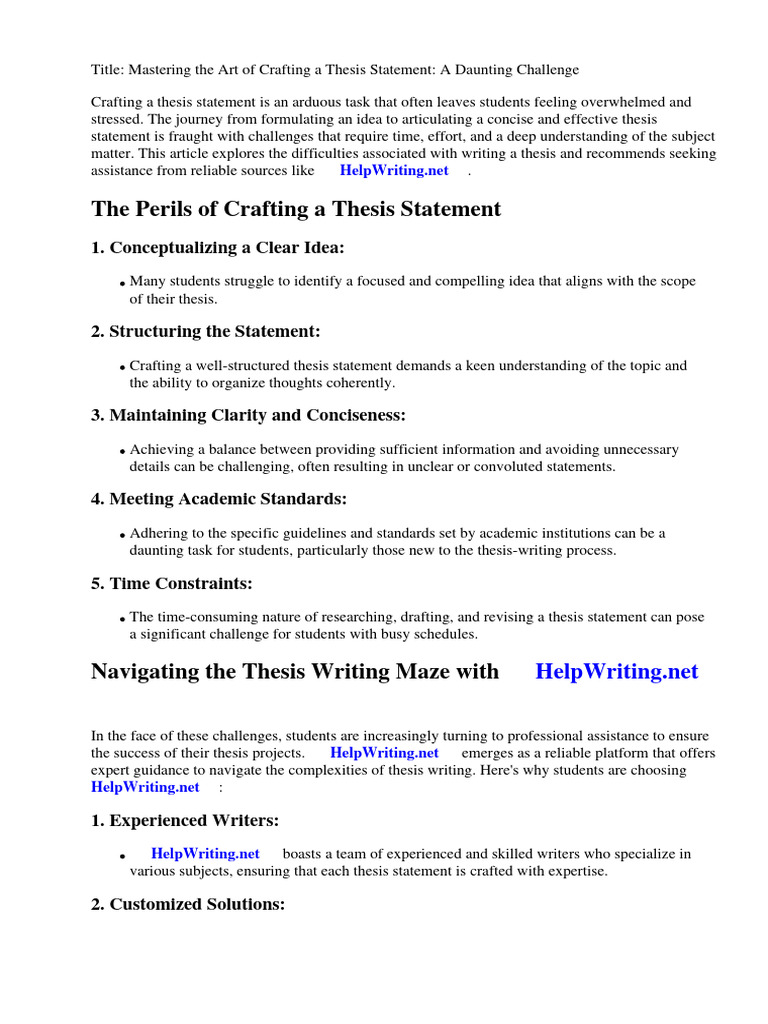 How To Teach Writing A Thesis Statement | PDF | Essays | Thesis
