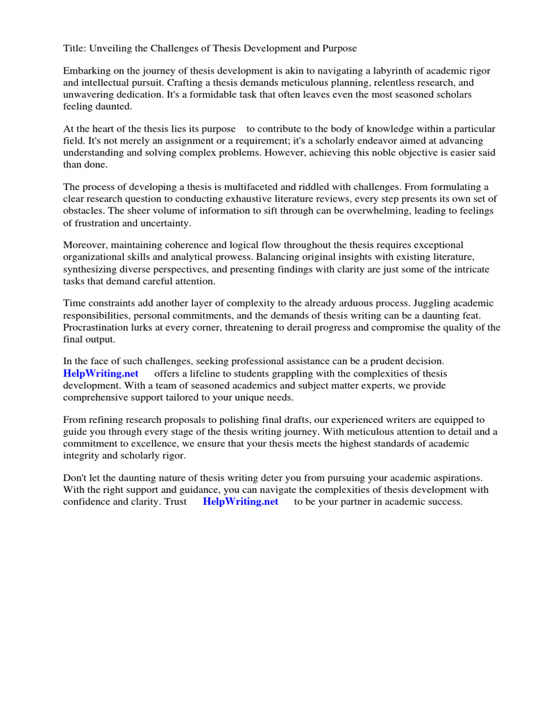Thesis Development and Purpose | PDF | Essays | Thesis