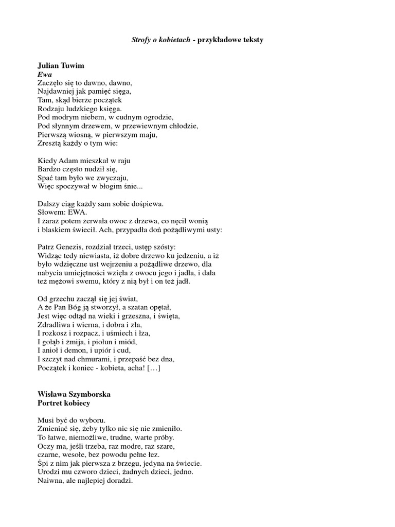 Strofy o Kobietach | PDF