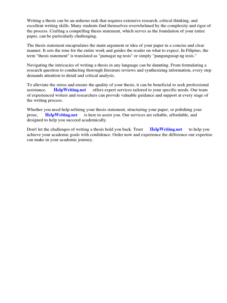 Ano Ang Tagalog NG Thesis Statement | PDF | Tagalog Language