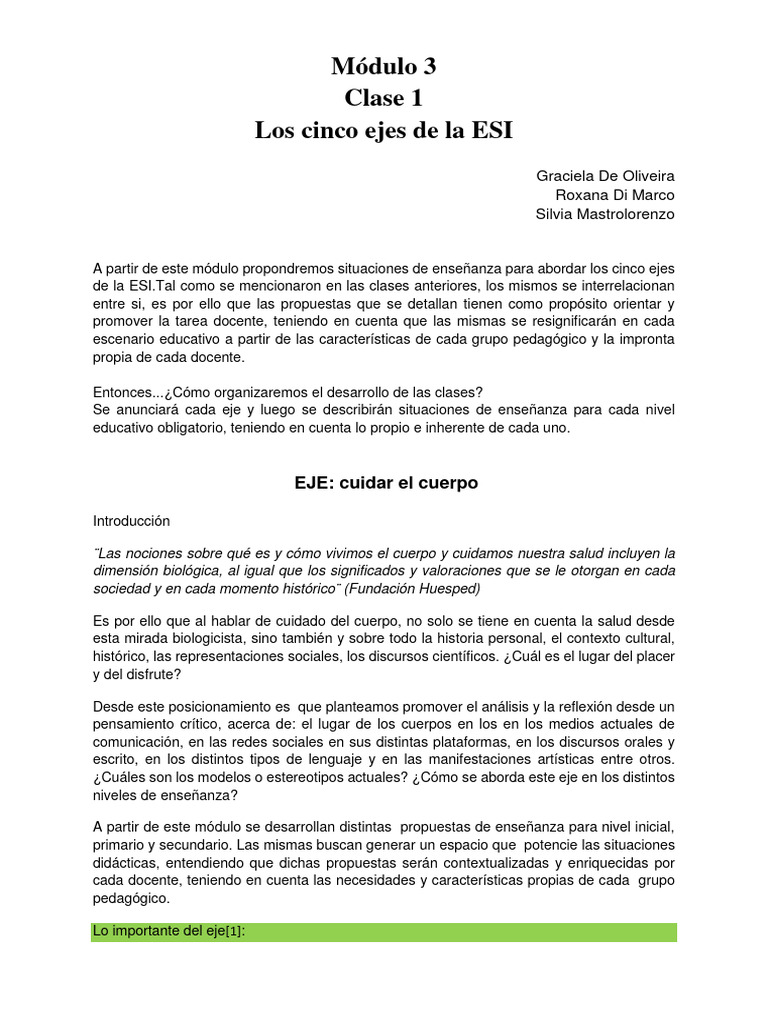 ESI Modulo03 Clase01 | PDF | Educación de la primera infancia