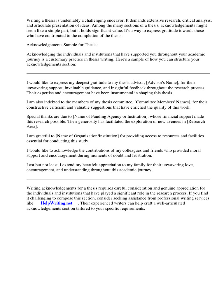 Acknowledgements Sample For Thesis | PDF | Thesis | Gratitude