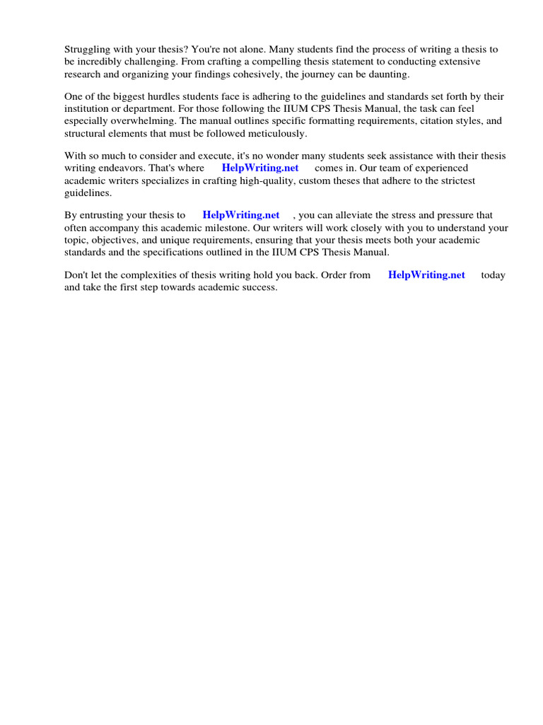 Iium Cps Thesis Manual | PDF | Thesis | Citation