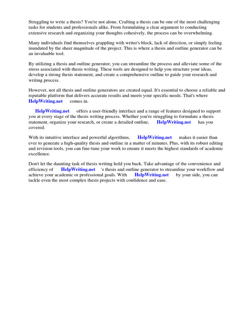 Thesis and Outline Generator | PDF