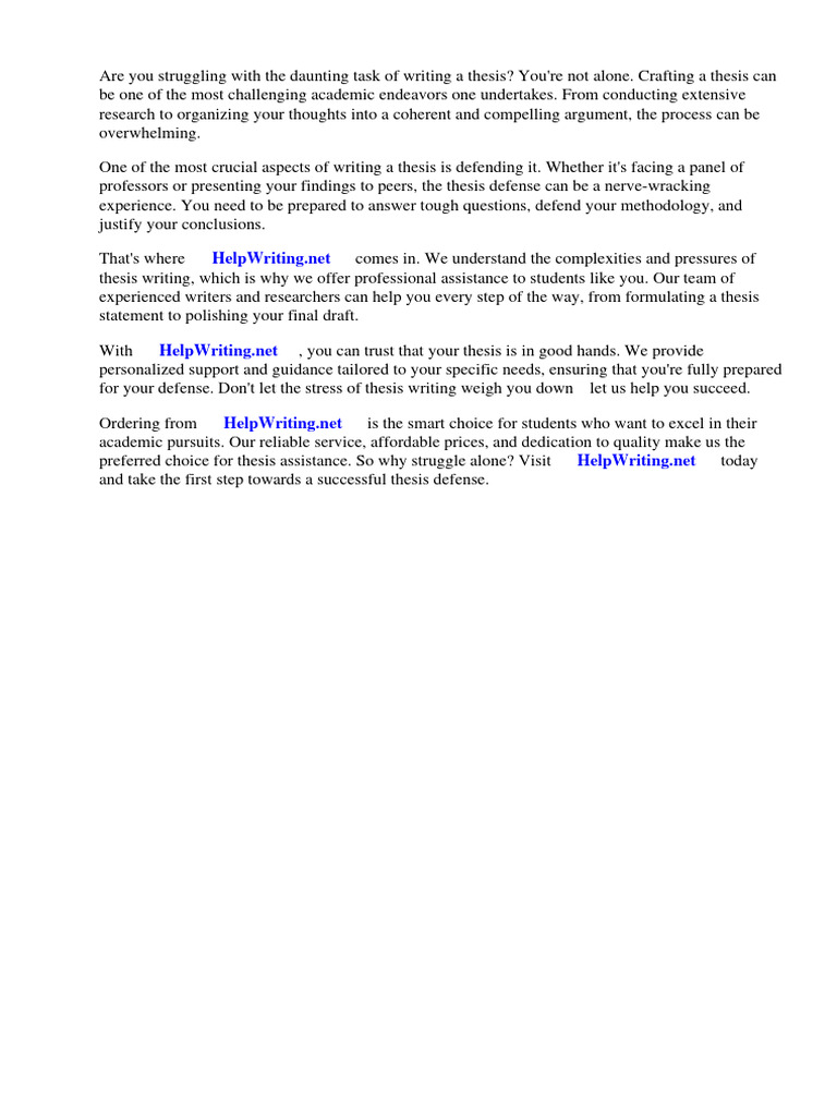 Thesis Writing & Defense Help | PDF | Thesis | Shock (Circulatory)