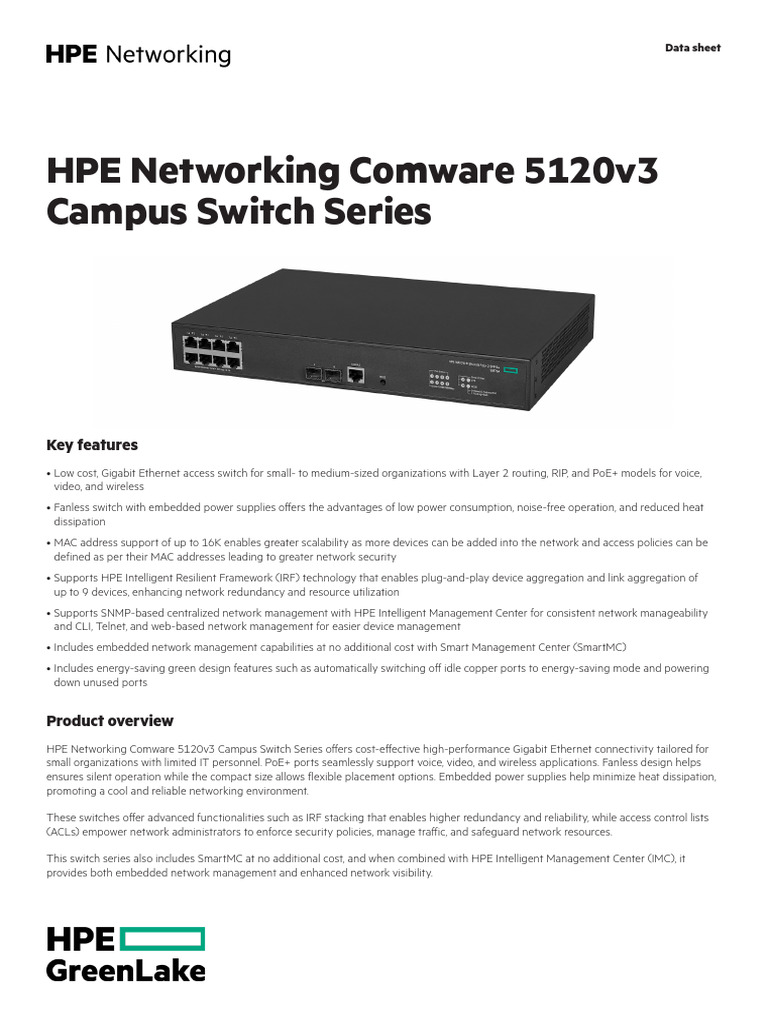 HPE Networking Comware 5120v3 Campus Switch Series-A50008914enw | PDF ...