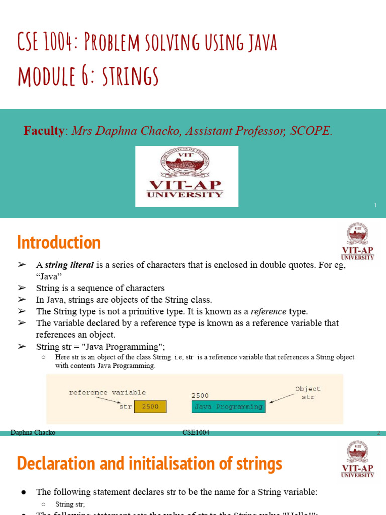 CSE 1004 - Module 6 - Strings | PDF | Constructor (Object Oriented ... CSE 1004 - Module 6 - Strings | PDF | Constructor (Object Oriented ...