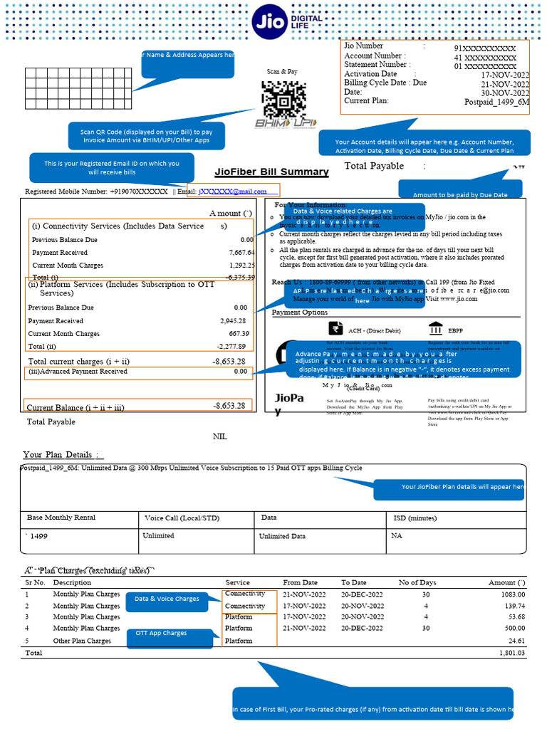 Jiofiber Postpaid Bill Format | PDF | Invoice | Banking Technology