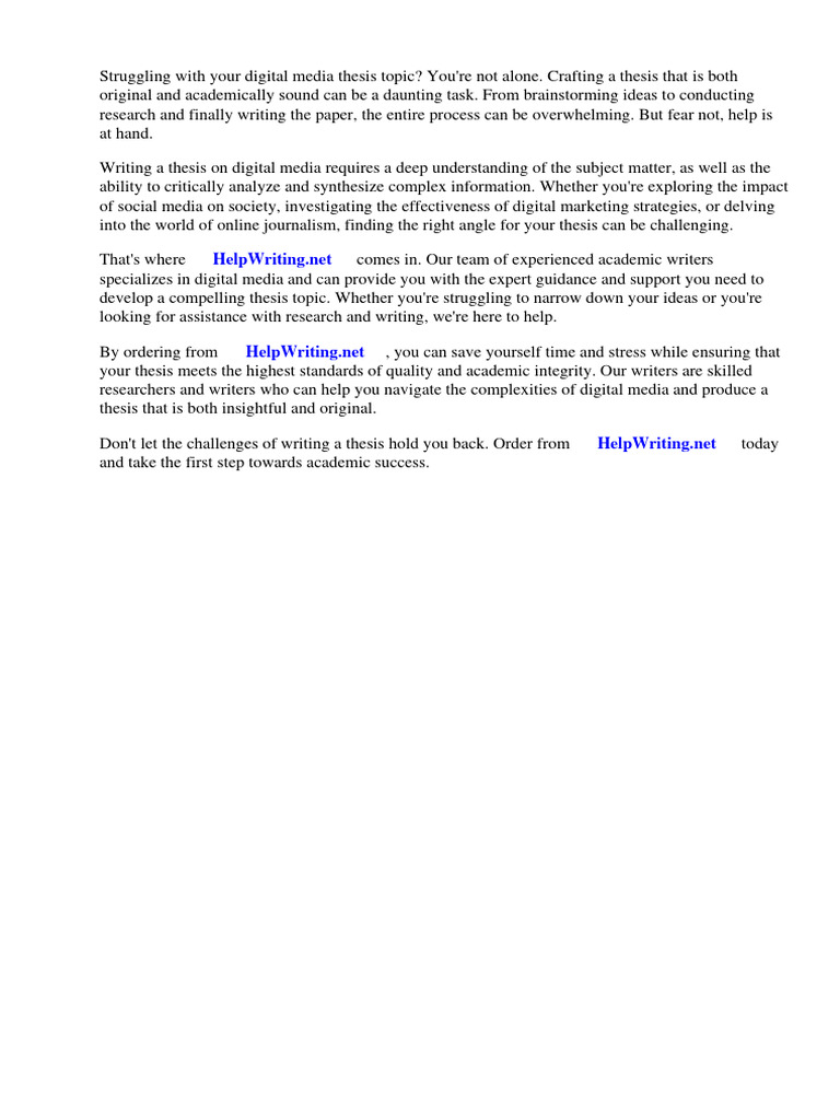 Digital Media Thesis Topic | PDF | Social Media | Popular Culture ...