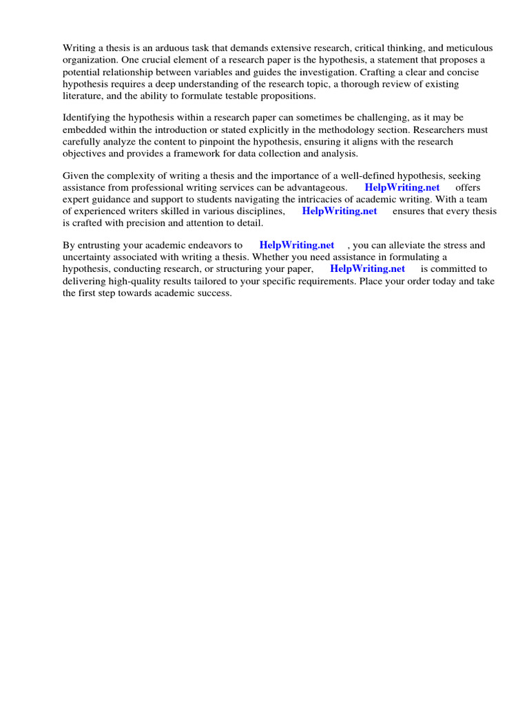 Where is the Hypothesis Found in a Research Paper | PDF | Hypothesis ...