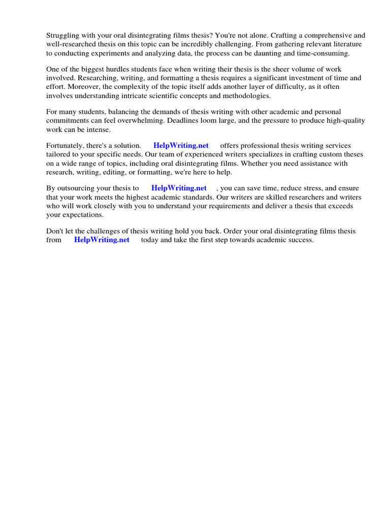 Oral Disintegrating Films Thesis | PDF | Tablet (Pharmacy) | Chemical ...