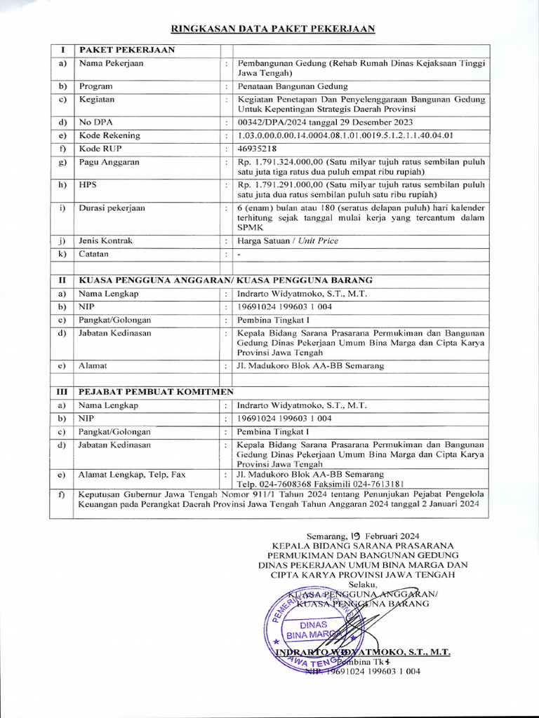 Ringkasan Data Paket Fisik Rumdin Kejati 2024 Kirim | PDF