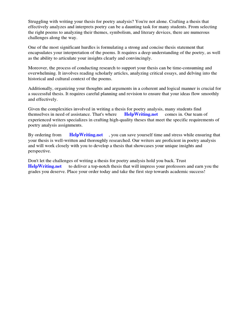 Thesis For Poetry Analysis | PDF | Poetry | Essays