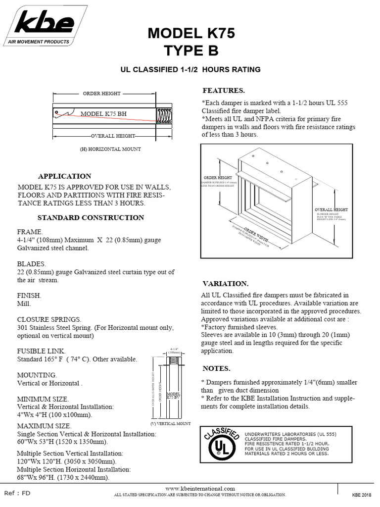 Kbe - Fire Damper | PDF