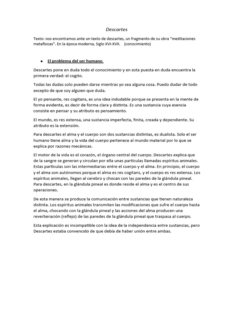 Filosofia Descartes | PDF | René Descartes | Alma
