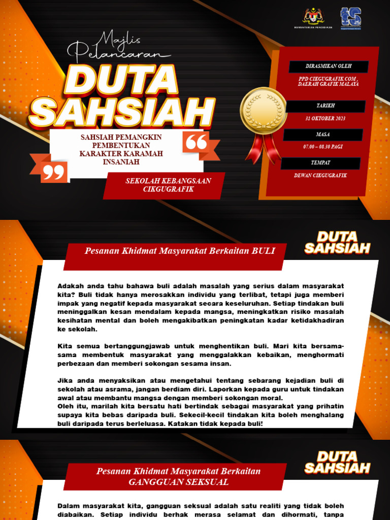Slide Cover Tanyangan Duta Sahsiah %5bcikgugrafik%5d v2 | PDF